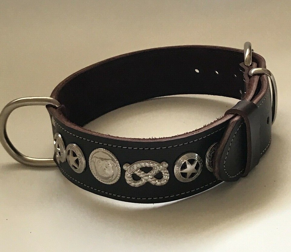 LEATHER STAFFORDSHIRE/STAFFY/BULL TERRIER DOG COLLAR REAL LEATHER,1"1 ...