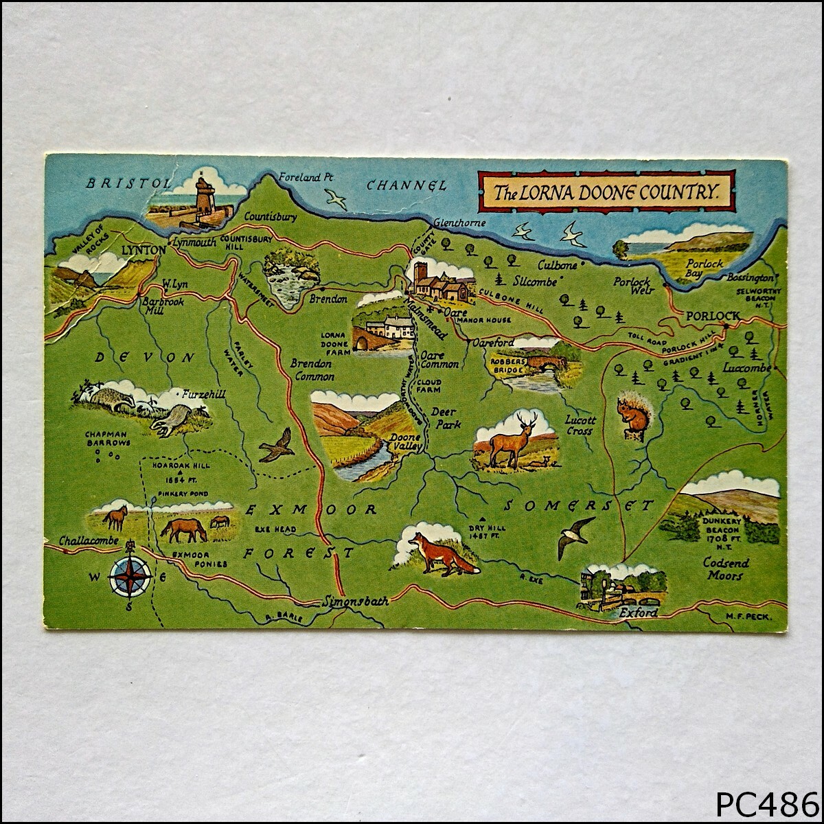 The Lorna Doone Country Tourist Map Postcard (P486) | eBay UK