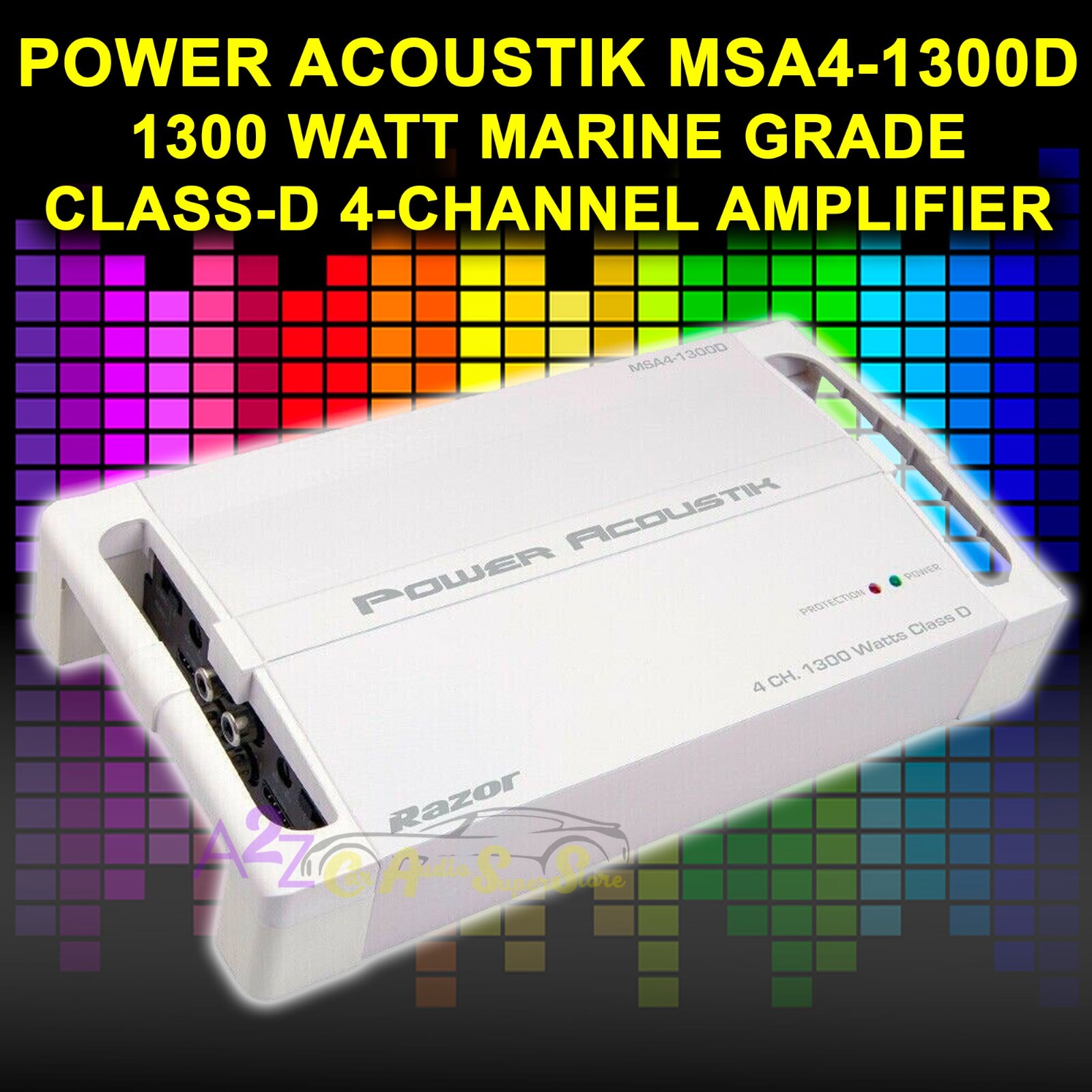 Power Acoustik MSA4-1300D 4-Channel 1300W Class D Amplifier - White for ...