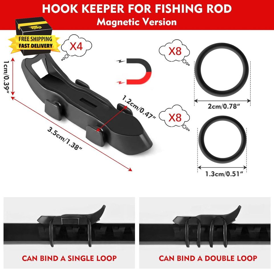 Hook Keeper for Fishing Rod, [4Pcs] Magnetic Fishing Hook Keeper, HK2F ...