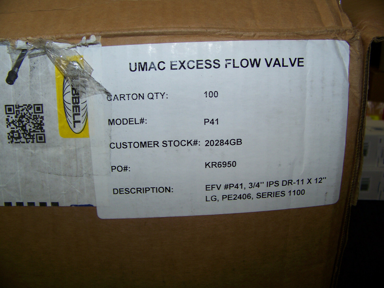 UMAC gasbreaker excess flow valve series 1100 3/4" IPS DR-11 12" long 5 ...