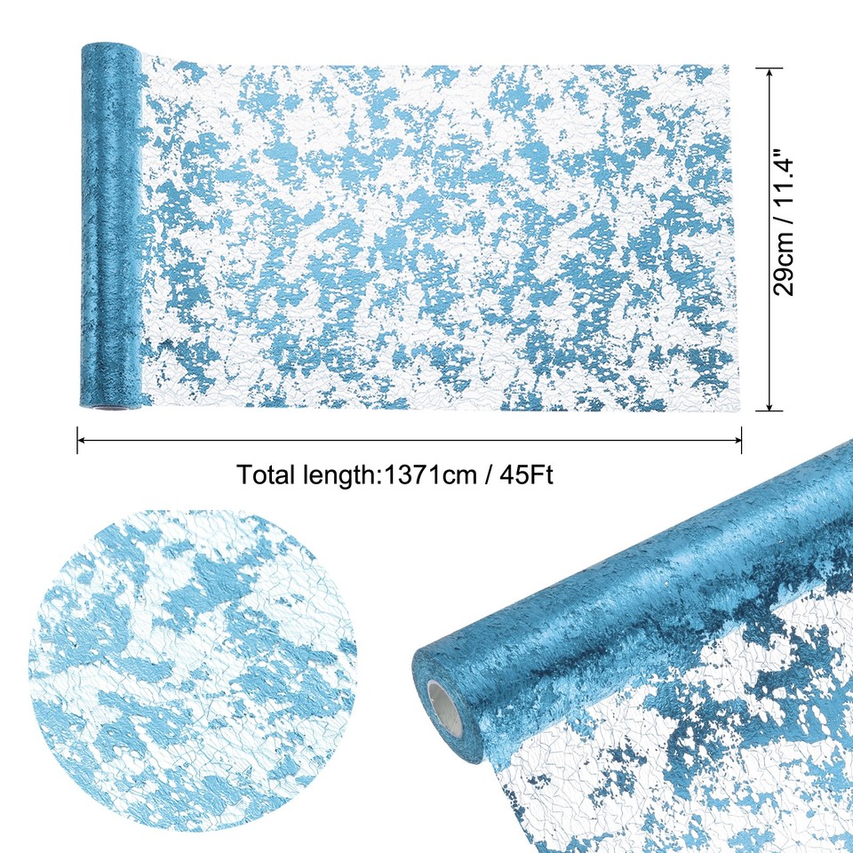 Blue Table Runner Roll 11.4" x 45 Feet Sequin Foil Metallic Mesh Table ...