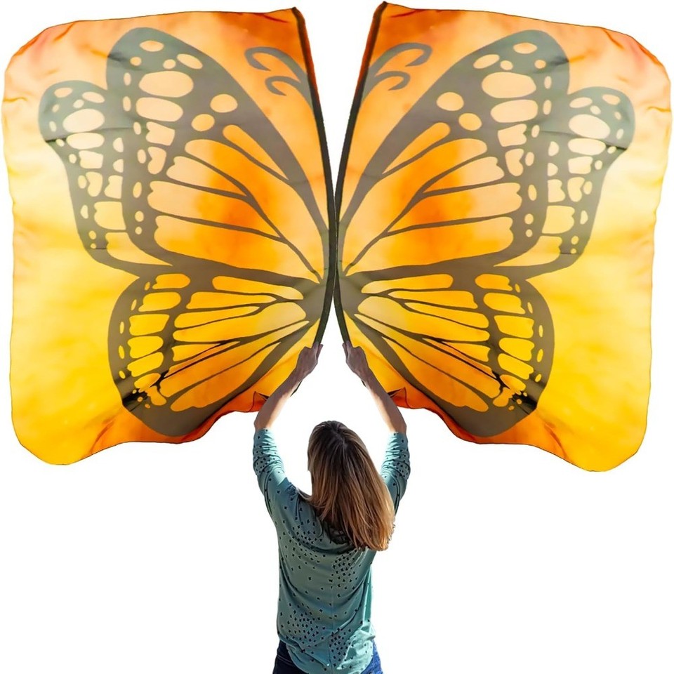 Scalable Rods Butterfly Praise Flag with Telescopic Sticks Dance Props ...