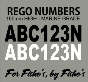 2 x Boat Rego Stickers / Decals 150mm High Registration Letters Numbers ...
