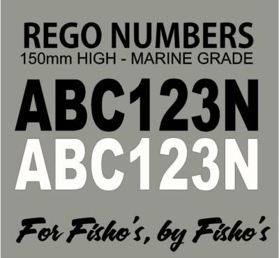 2 x Boat Rego Stickers / Decals 150mm High Registration Letters Numbers ...