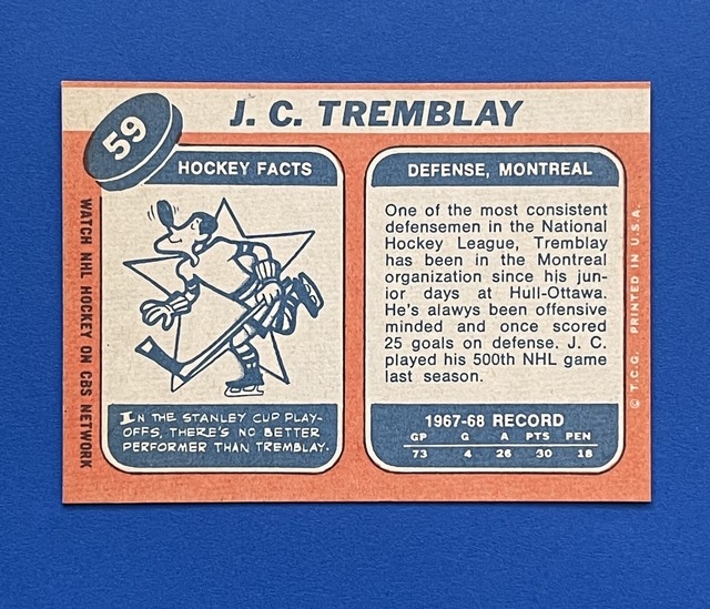 1968-69 Topps - #59 J.C. Tremblay for sale online | eBay