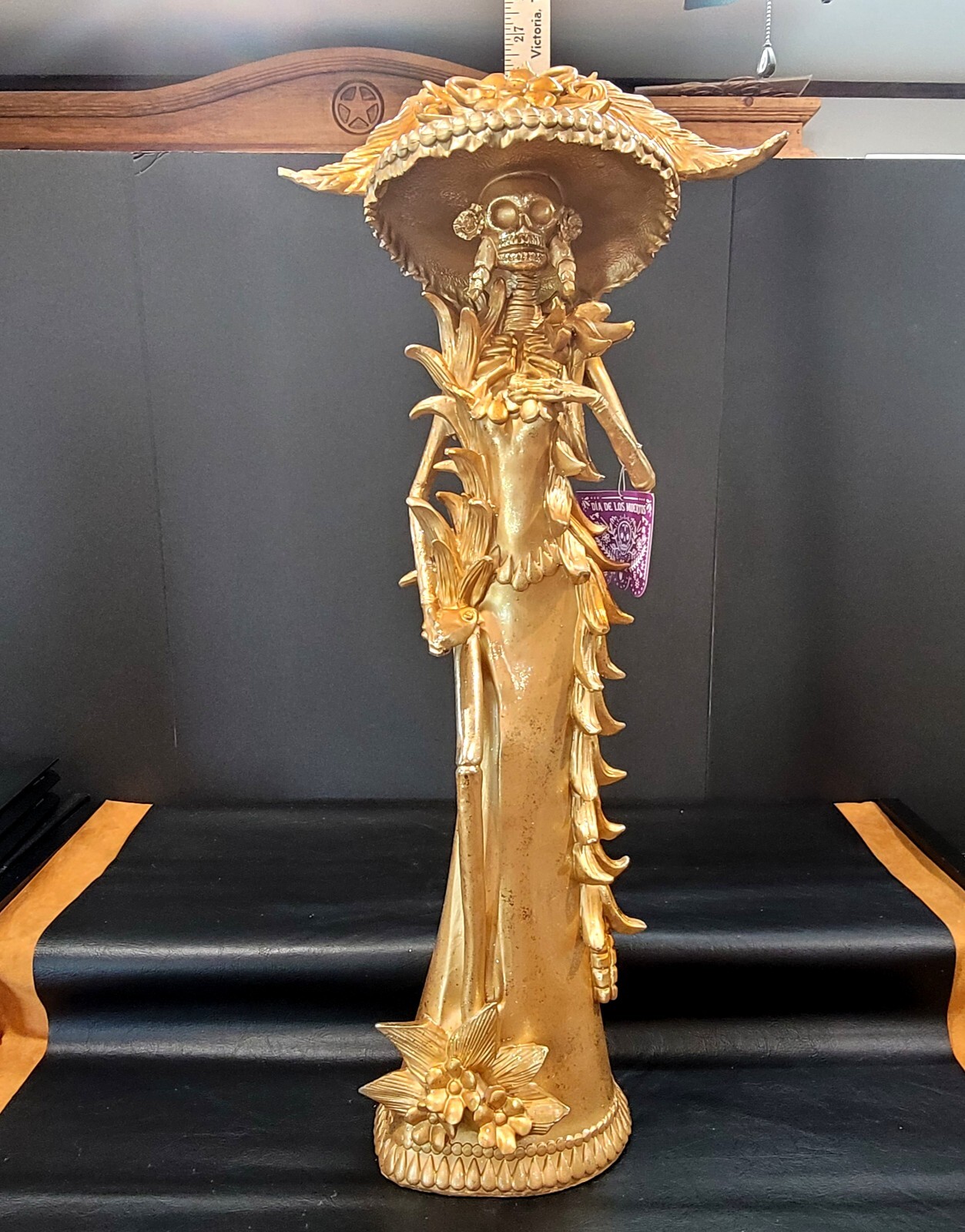 25-1/2" XL Metallic Gold Day of the Dead Skeleton Catrina Lady Statue ...