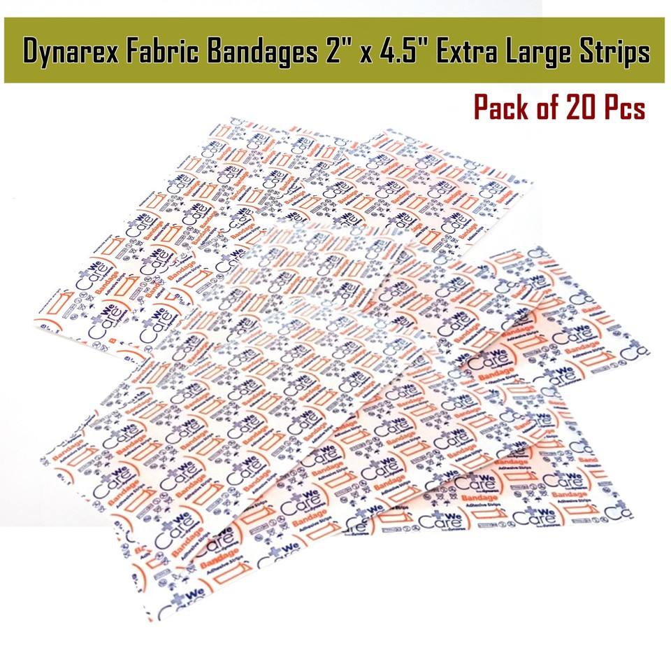 First Aid Adhesive Bandages 2" x 4-1/2" X-Large Flexible Fabric ...