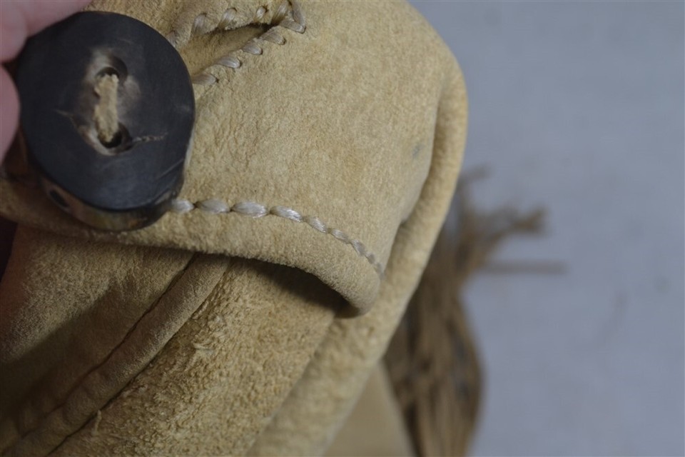 antique native american suede drop front pants indian war mountain man ...