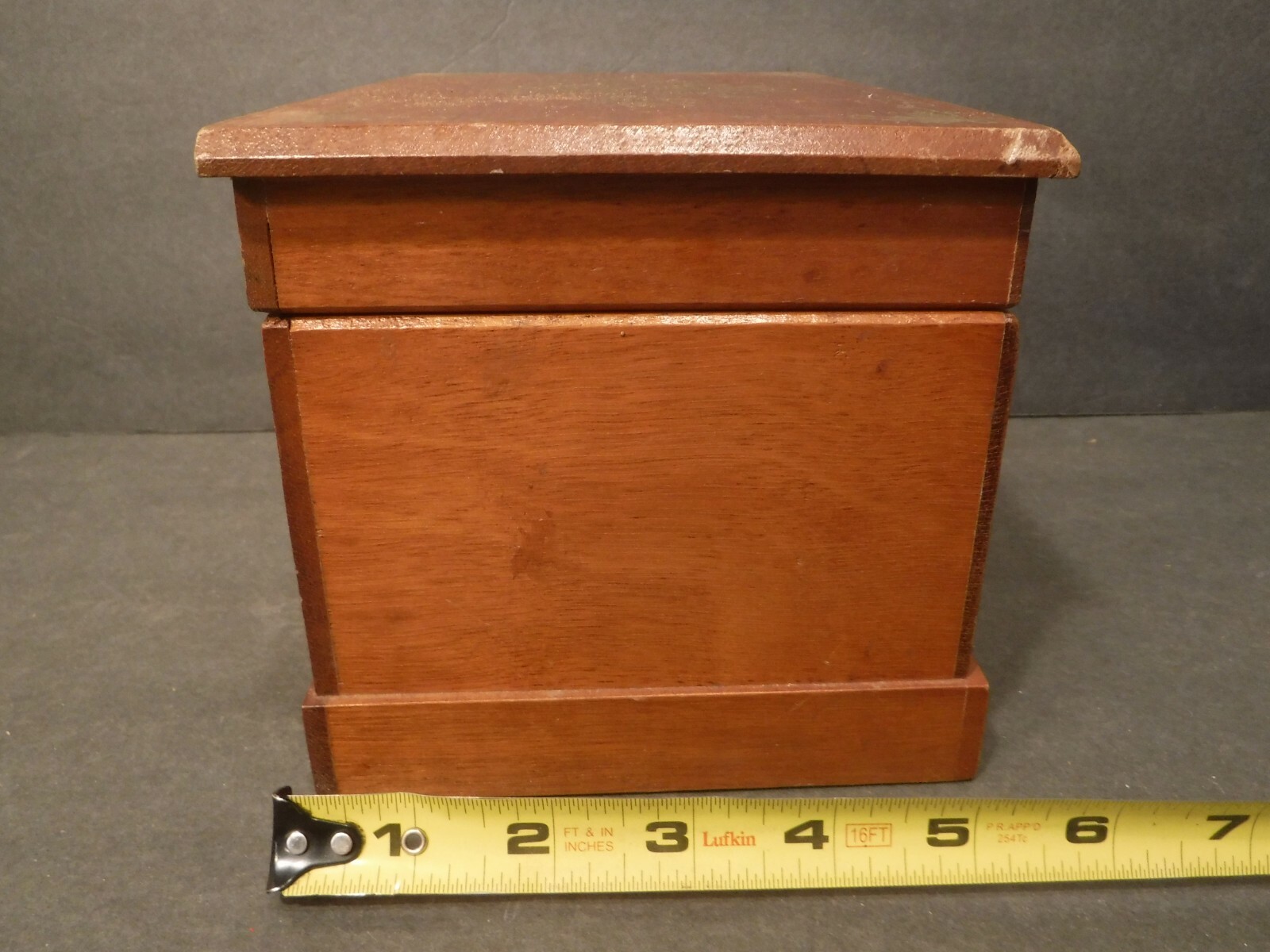 Wooden Flip Top Jewelry / Music Box With Yellow Felt Lined Interior ...