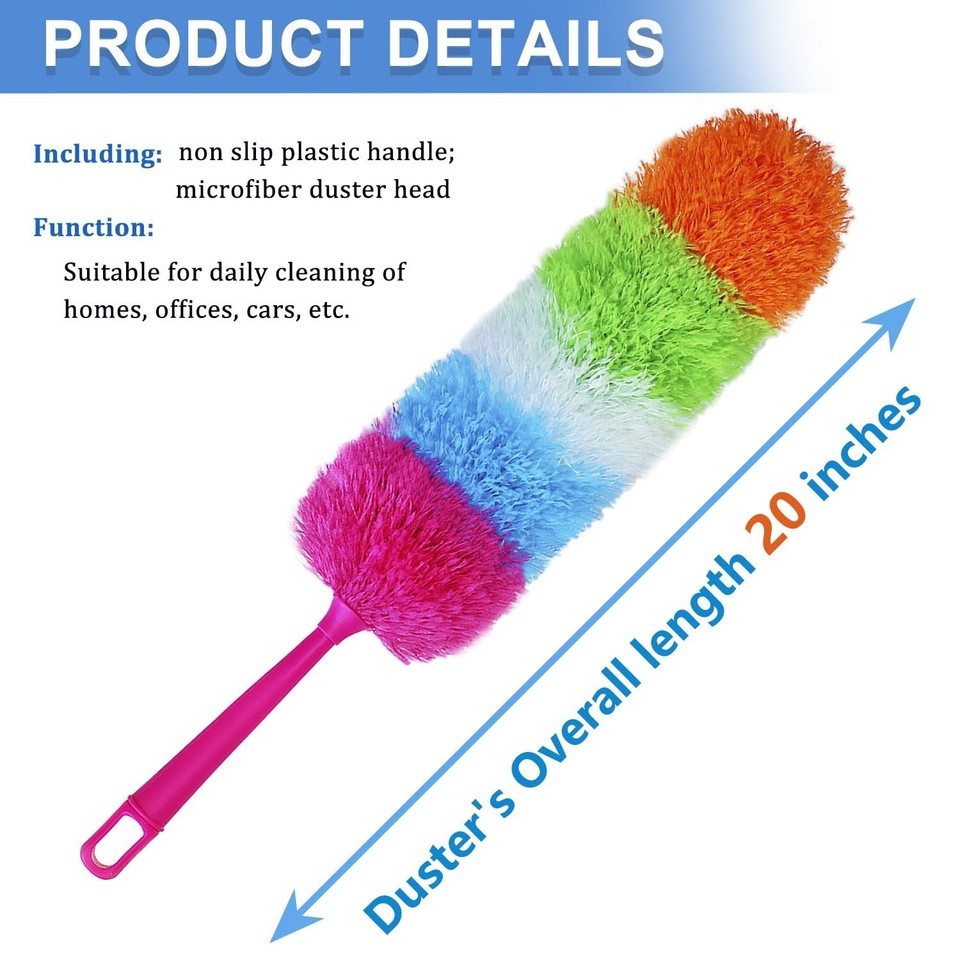 2 Pack Microfiber Hand Dusters,Reusable, Bendable and Washable, Feather ...