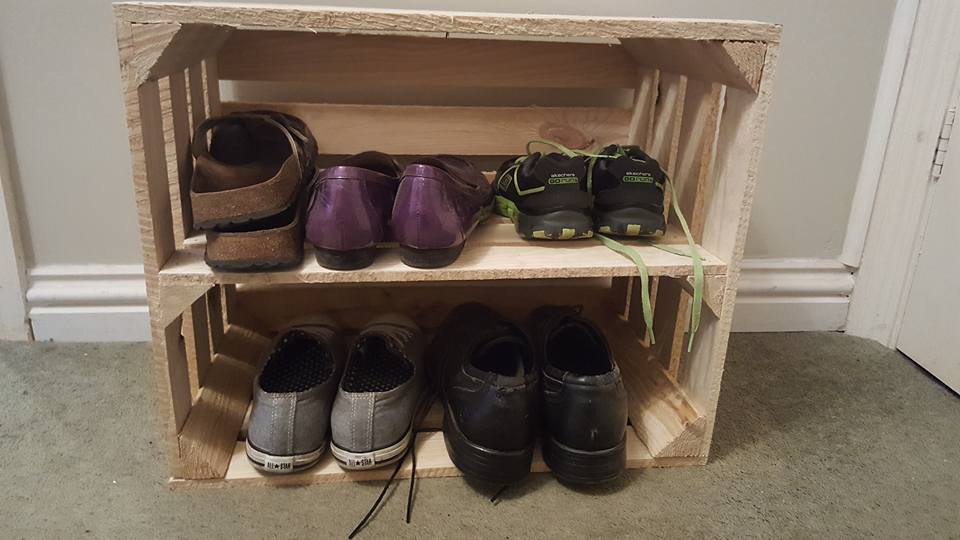 Wooden Crate Shoe Storage