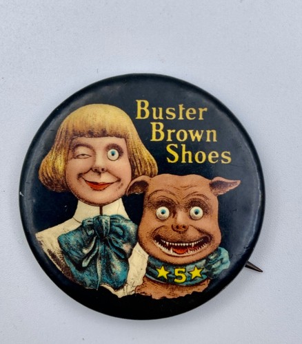 Antique Buster Brown & Tige Shoes c. 1905 Celluloid Pinback Button | eBay