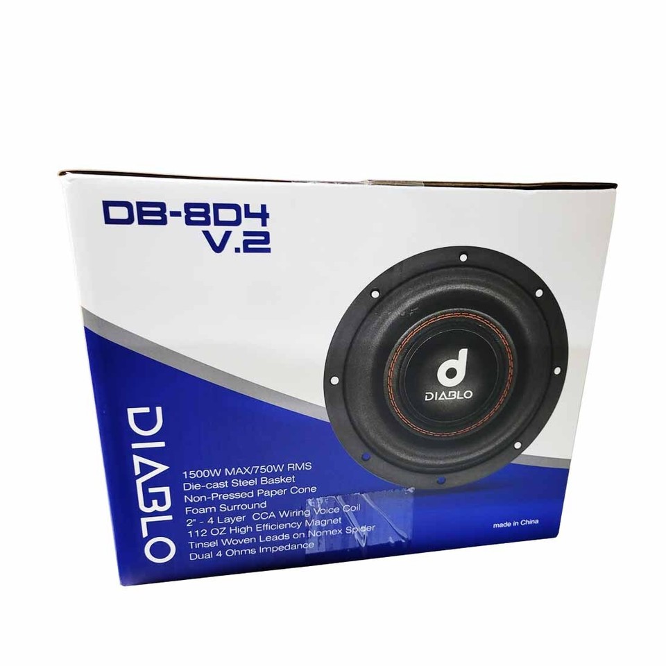 Diablo DB-8 D4 V.2 8" 1500W Max Dual 4-Ohm Voice Coil DVC Car Audio ...