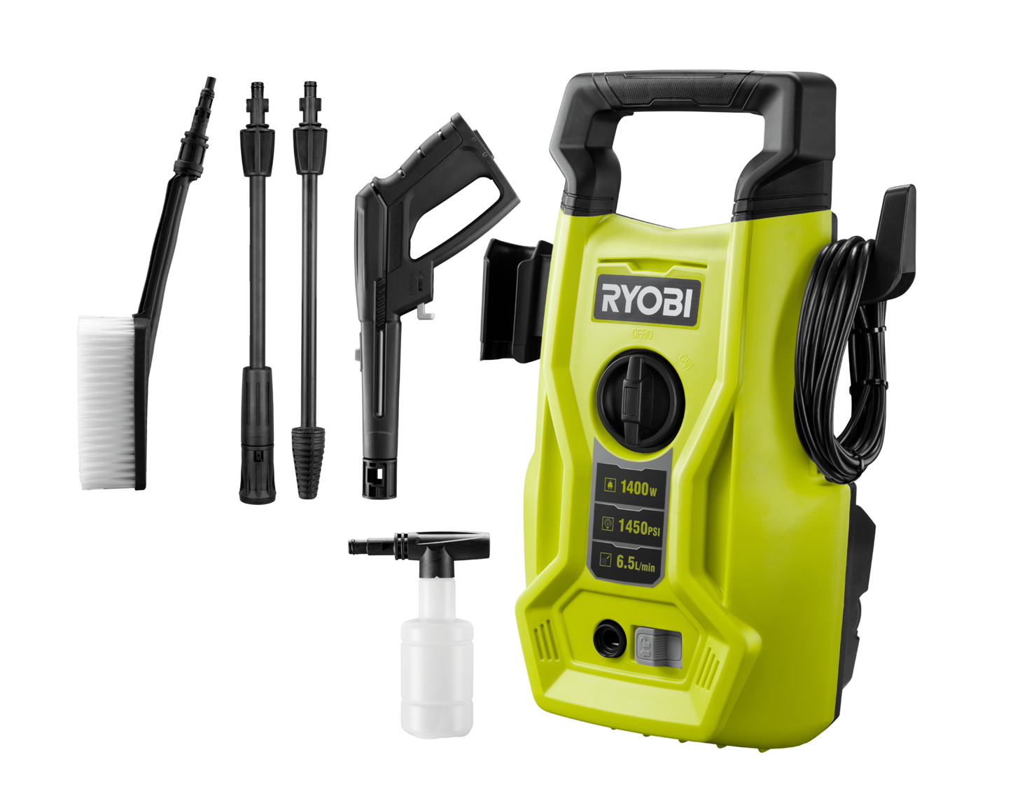 Ryobi Electric Pressure Washer 1400W 1450PSI - Yellow (RACPWS1) for ...