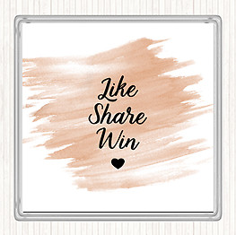 Watercolour Like Share Win Quote Drinks Mat Coaster | eBay UK