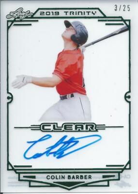 2019 Leaf Trinity Baseball COLIN BARBER Clear Acetate Green On-Card ...