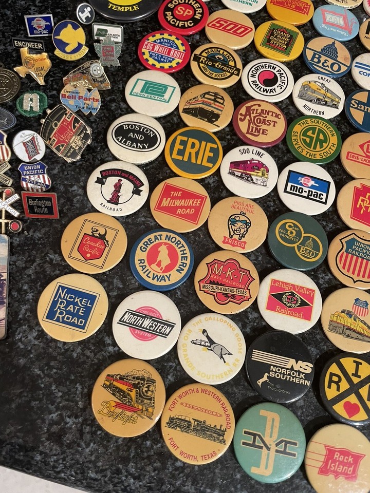 Vintage Lot Of 75+ Railroad Pinback Buttons & Badges. Old Rare Railroad ...