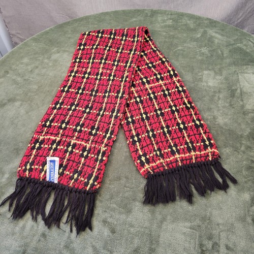 Pendleton Authentic Scarf USA Made 100% Virgin Wool Black/ Red Fringe ...
