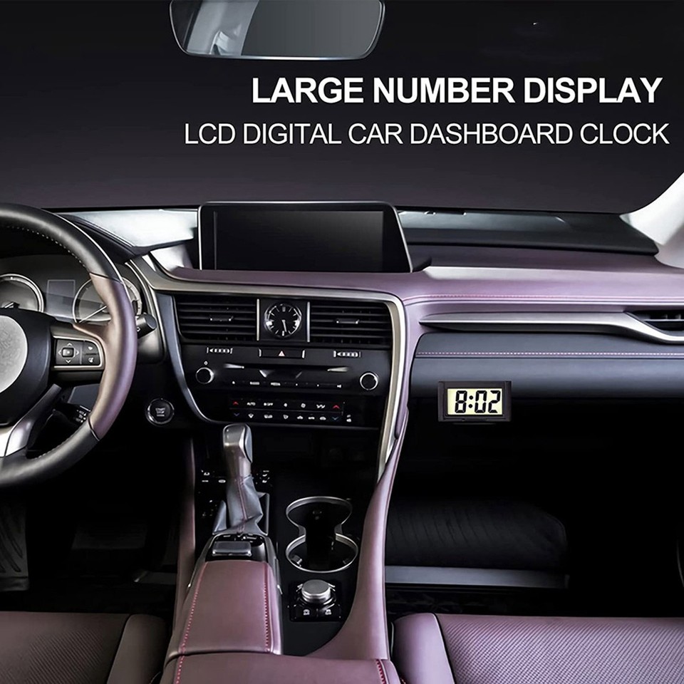 Small Digital Car Dashboard Clock Battery Operated Big Clear LCD ...