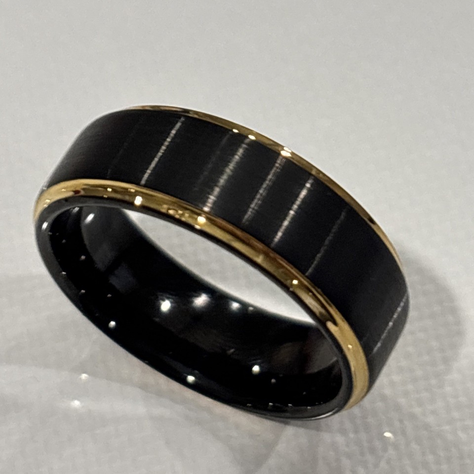 Nanimerica Ring Size 11 Freedom Onyx Over Tungsten Carbide 18k Gold ...