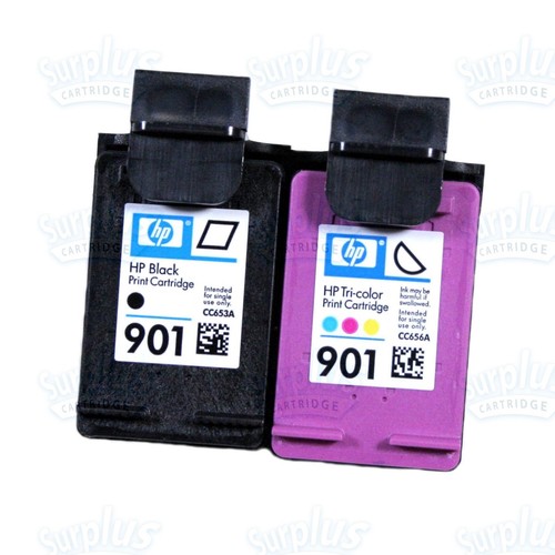 2pk Genuine HP 901 Black & 901 Color Standard Ink J4580 J4640 J4680 ...