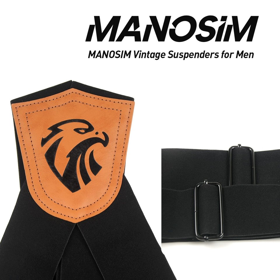 MANOSIM 2 Inch Men's Suspenders - Heavy Duty Work Suspenders with ...