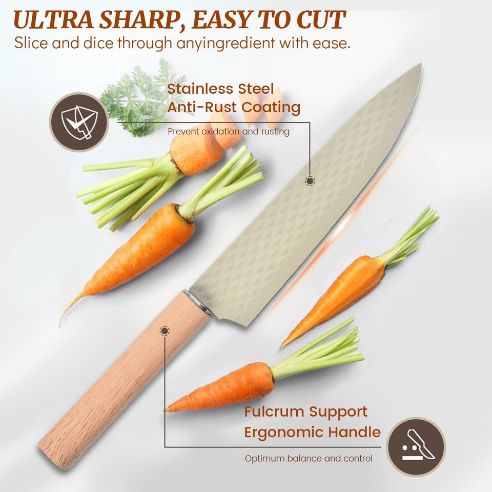 12-Piece Kitchen Knife Set with Knife Block, Steak Knives, Chef Knives ...