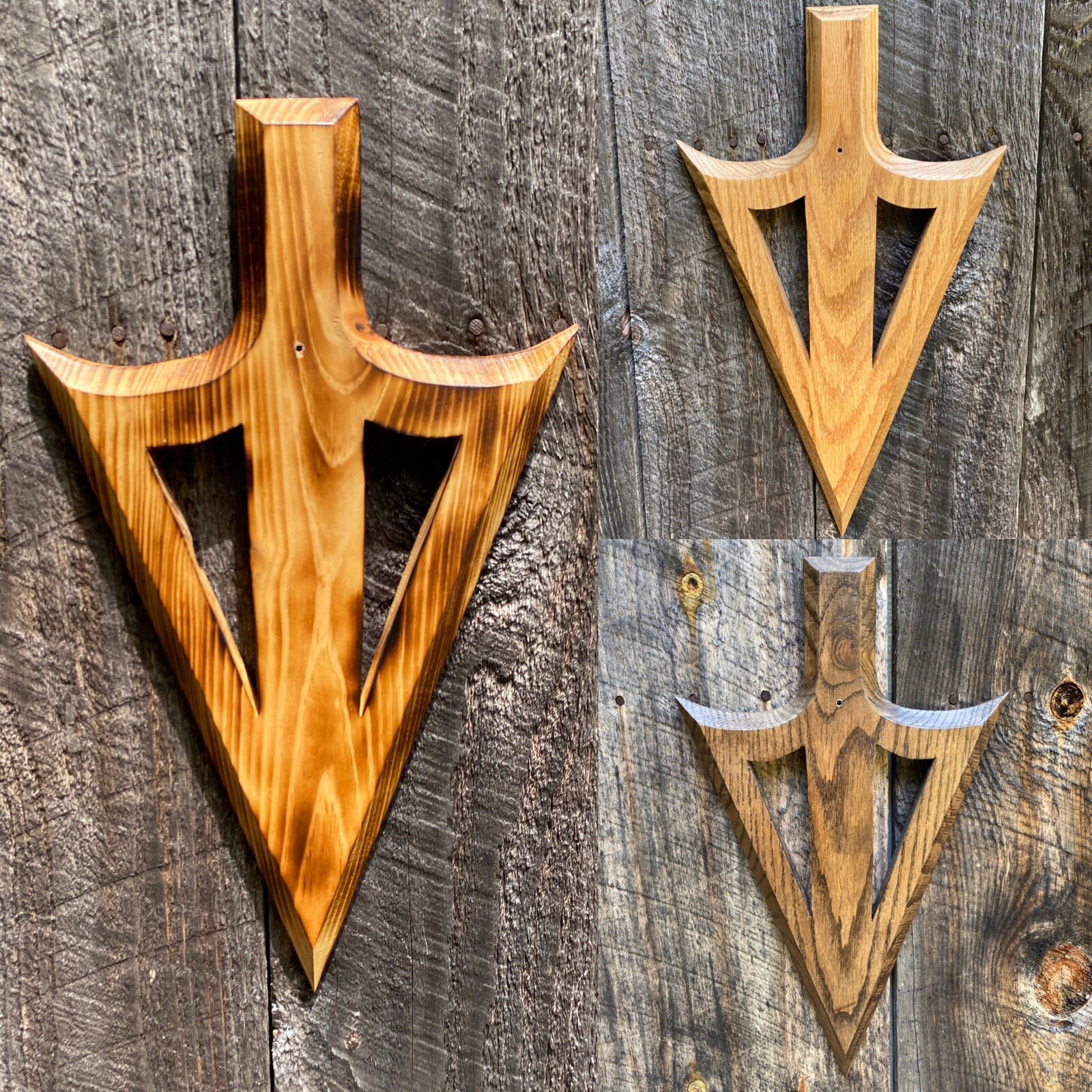 European Skull Mount Broadhead Arrowhead Plaque Walnut Burnt Pine Oak ...
