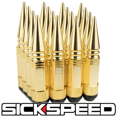 SICKSPEED 16PC 24K SPIKED ALUMINUM EXTENDED 108MM 3PC LUG NUTS 10X1.25 ...