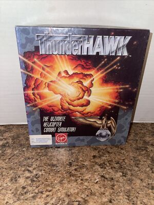 RARE BOX THUNDERHAWK IBM 286/386/486 Big Box PC Game Vintage 5.25” Disk ...