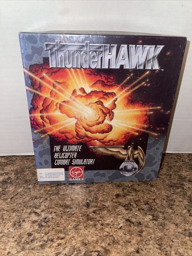 RARE BOX THUNDERHAWK IBM 286/386/486 Big Box PC Game Vintage 5.25” Disk ...