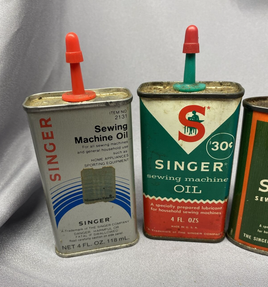 Lot 5 Vintage Singer Sewing Machine Oil Tin Cans 4oz | eBay