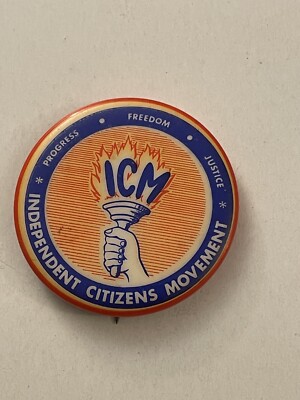 Vintage Independent Citizens Movement ICM Button Pin Pinback PB32 | eBay
