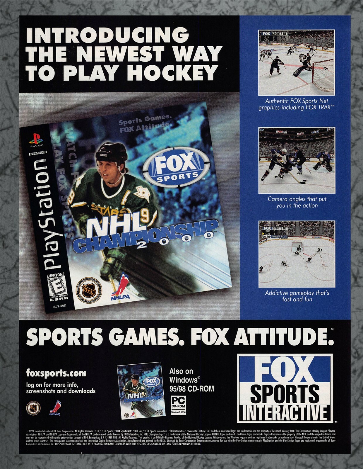 FOX Sports NHL Championship 2000 Playstation 1 PS1 1999 Vintage Print ...