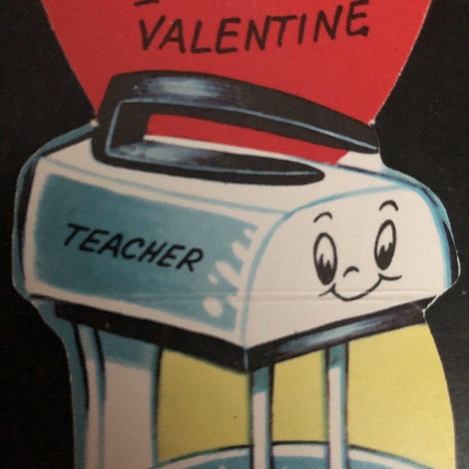Vtg Valentine DieCut Card Adorable Anthropomorphic Mixer/Bowl Don’t Get ...
