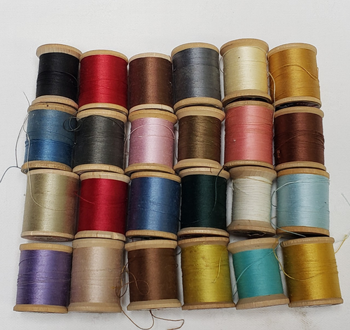 24 Spools Vintage Sewing Sew Thread Wooden Wood 40s Antique JP Coats ...