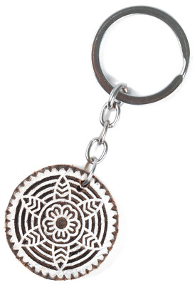 Hand-Carved Wooden Block Keychain Handmade Textile Printing Wood Block ...