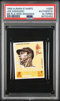 PSA AUTH JOE DIMAGGIO 1969 AJMAN STAMPS #2DH MANAMA GRADED AUTHENTIC ...