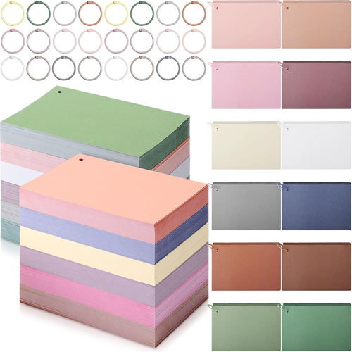 1440 Pcs Index Cards with Ring 12 Color Morandi Blank Flash Cards ...