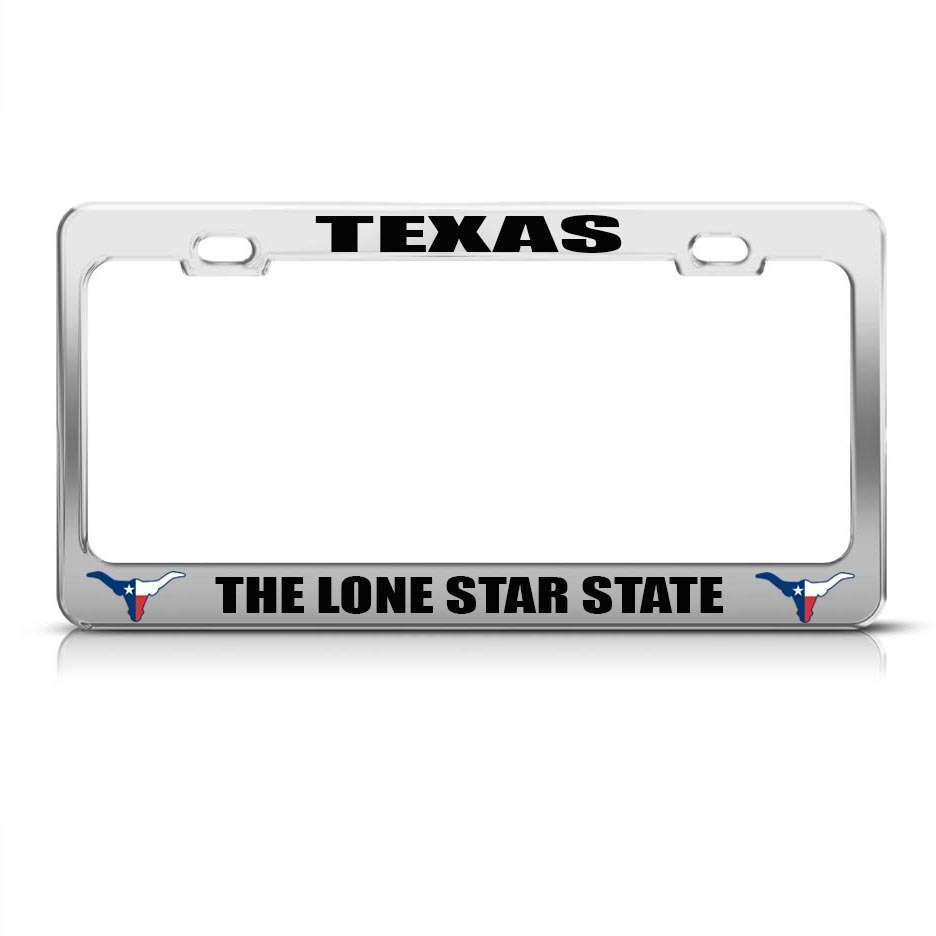 License Plate Frame Texas The Lone Star State Chome Metal Car ...