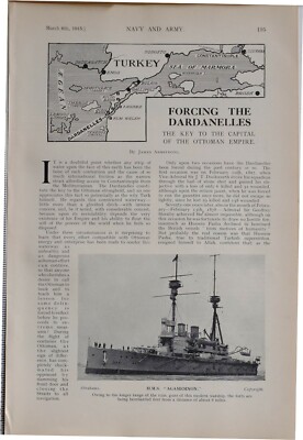 1915 WW1 ARTICLE & PICS DARDANELLES OTTOMAN EMPIRE HMS AGAMEMNON HMS ...