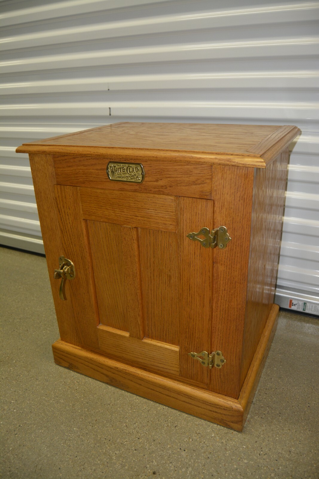 White Clad Ice Box Simmons Hardware End Table Chest Nightstand Oak | eBay