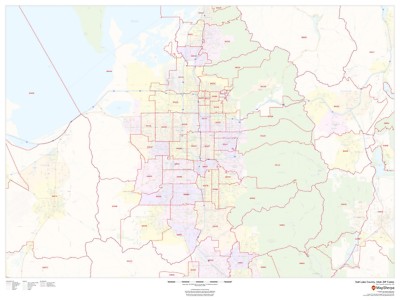 Salt Lake County, Utah ZIP Codes Laminated Wall Map (MSH) | eBay