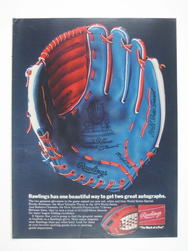 Rawlings World Series Special Baseball Glove Ad Print 1972 Robinson ...