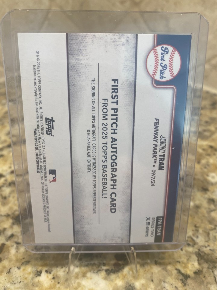 2025 Topps Series 2 First Pitch Auto Jenn Tran 47/50 (FPA-TRAN) FENWAY ...
