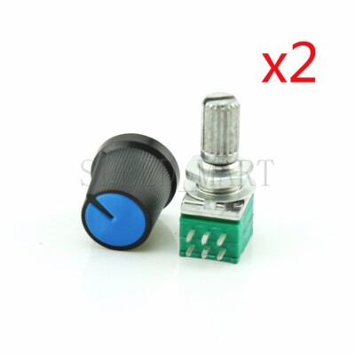 2set B500K Audio Amplifier Sealed Dual Potentiometer 15mm Shaft 6 Pins ...