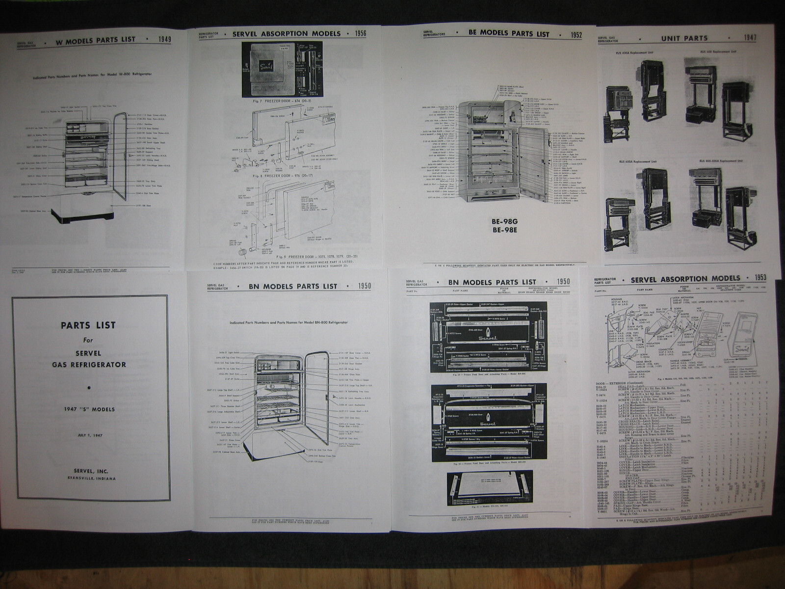 Servel gas refrigerator Parts List for 1939 - 1957 | eBay