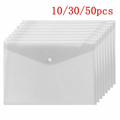 10-50 A4 POPPER WALLETS Plastic Document Folders ENVELOPE Stud ID ...
