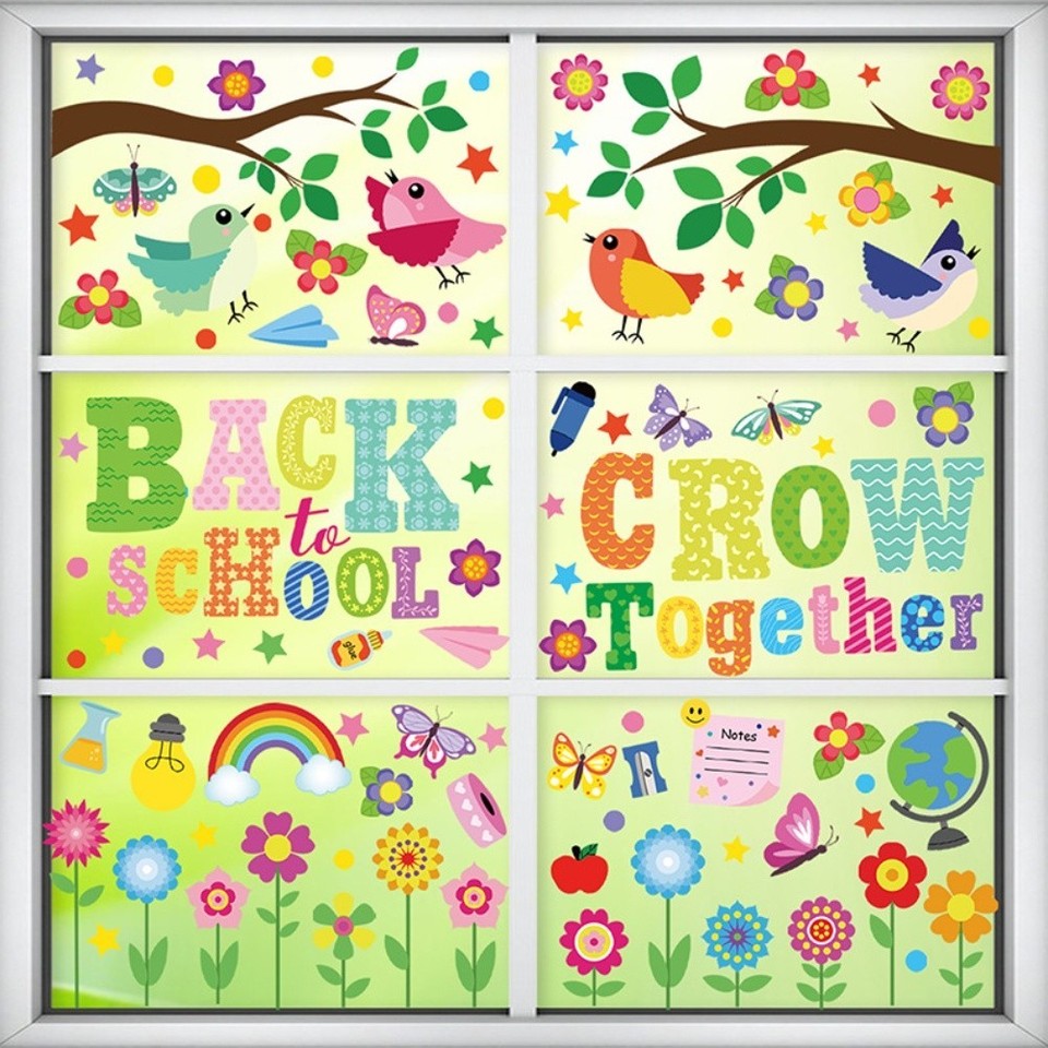 Back to School Window Clings - 9 Sheets of Fun & Creative Decor for ...
